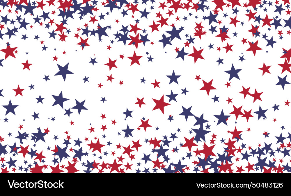 Red and blue stars falling on white background Vector Image