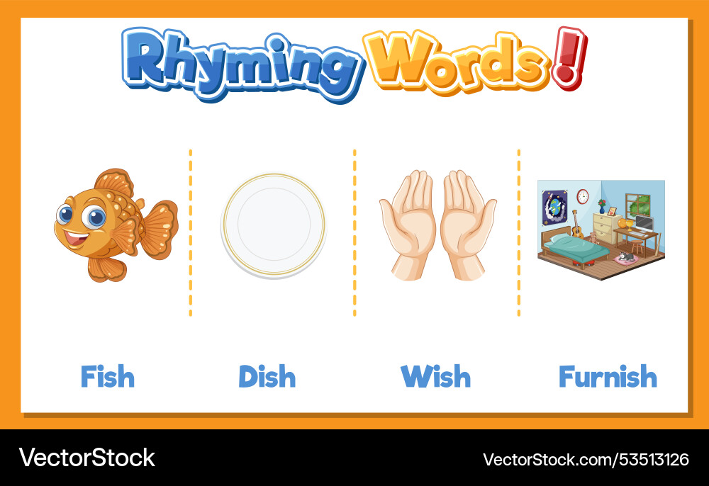Rhyming words with images Royalty Free Vector Image