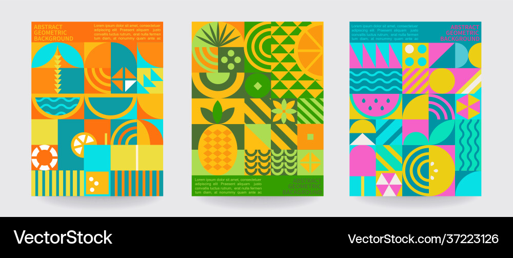 Set geometric sumer backgrounds Royalty Free Vector Image