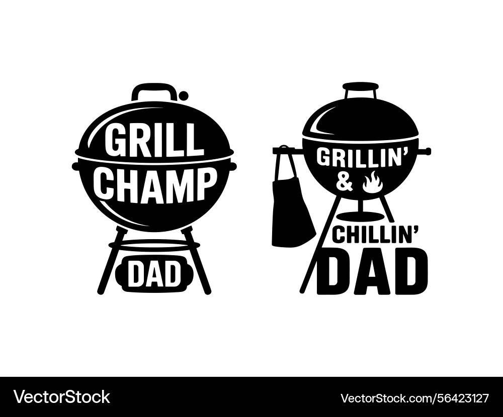 Bbq grill dad text bundle clipart Royalty Free Vector Image