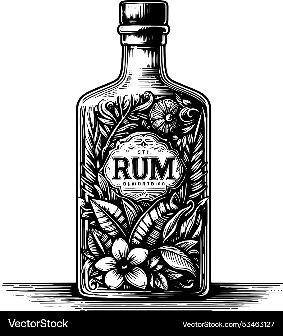 Hand drawn rum bottle labels with intricate Vector Image