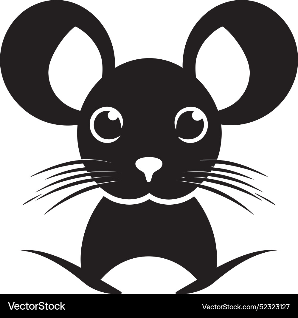 Intricate inkwork black mouse silhouette vect Vector Image