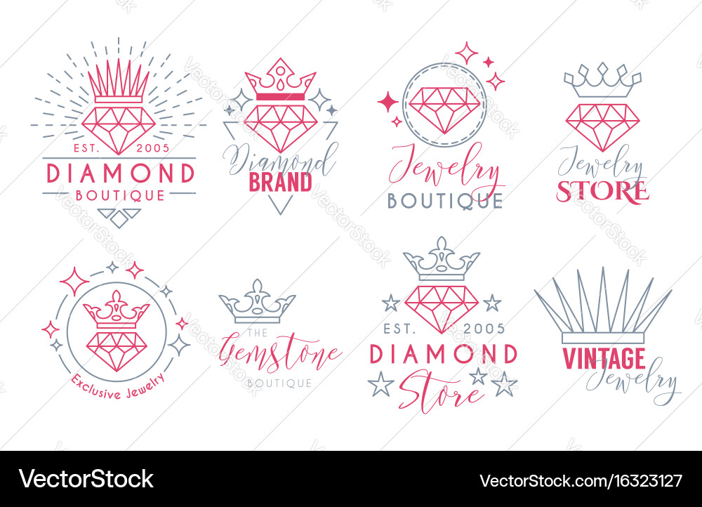 Luxury Jewelry Logo Set Royalty Free Vector Image