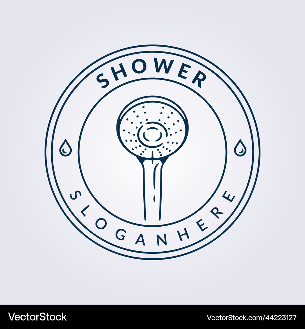 Shower bath badge bathroom logo line Royalty Free Vector
