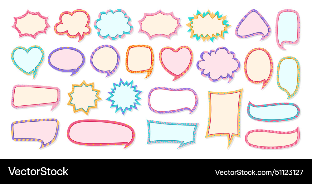 Speech bubble comic chatting box sticker set Vector Image