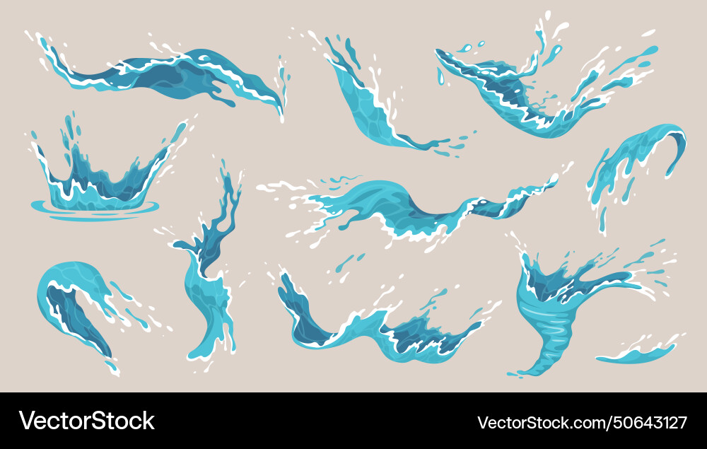 Water splash ocean wave sea drop with circle Vector Image