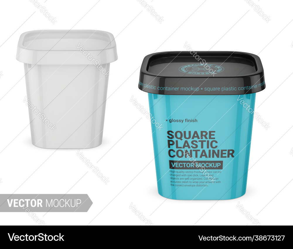 White matte plastic container mockup Royalty Free Vector