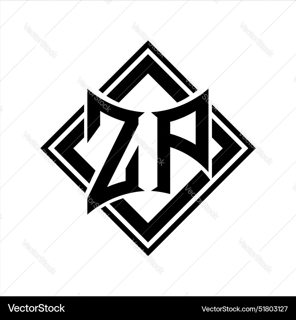 Zp letter logo with abstract shield shape Vector Image