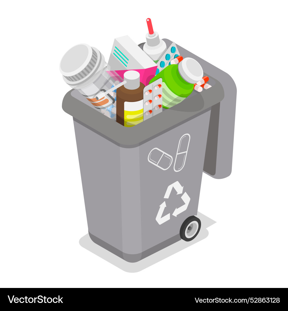 3d isometric flat of waste Royalty Free Vector Image