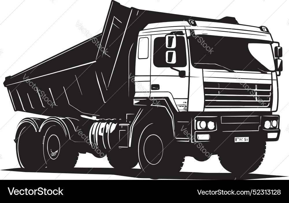 Blackout hauler dump truck icon dumping Royalty Free Vector