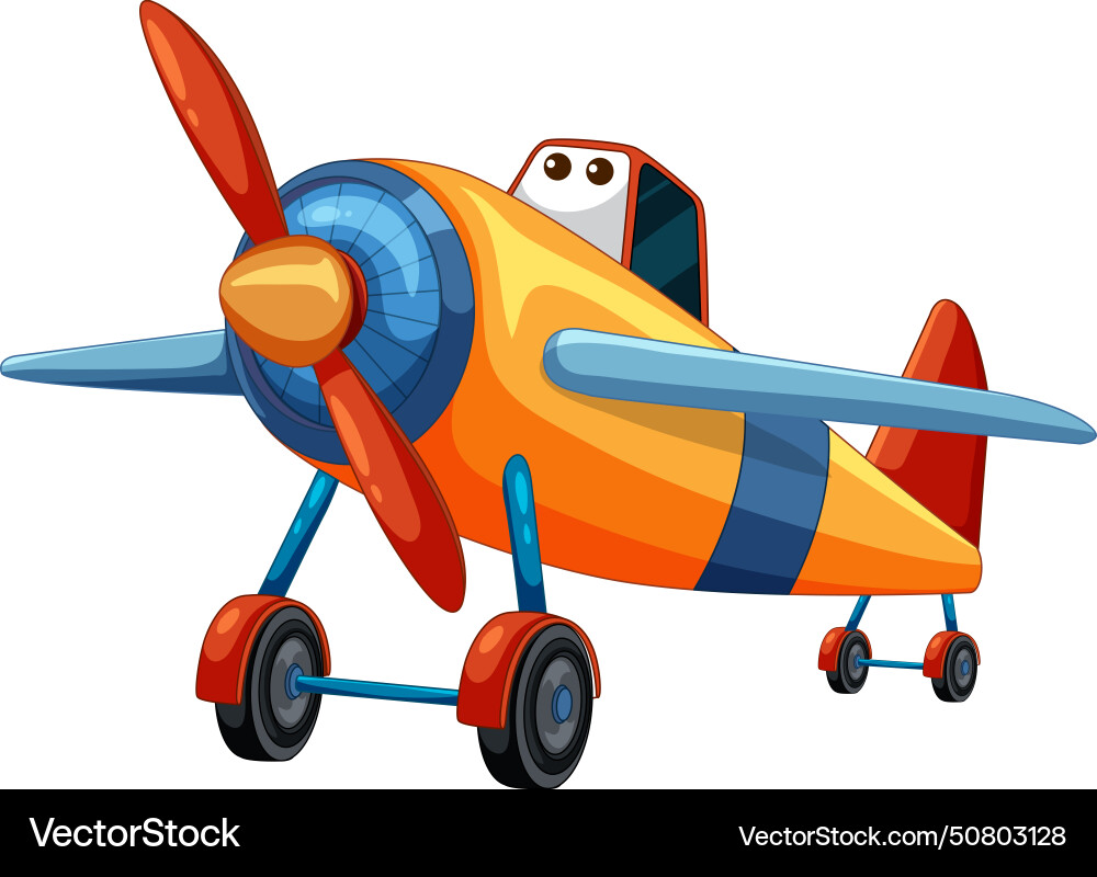 Brightly colored cartoon airplane with eyes Vector Image