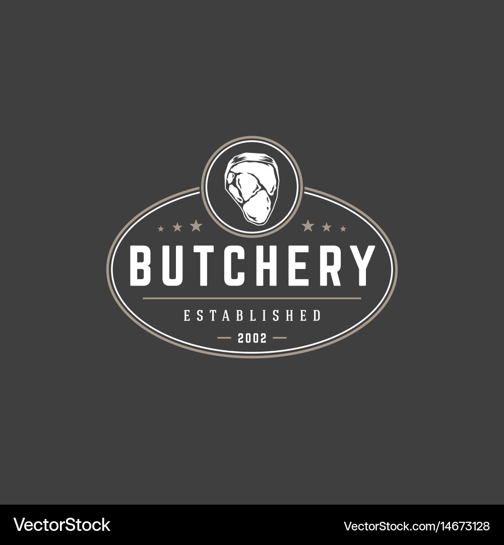 Butchery shop logo template object Royalty Free Vector Image