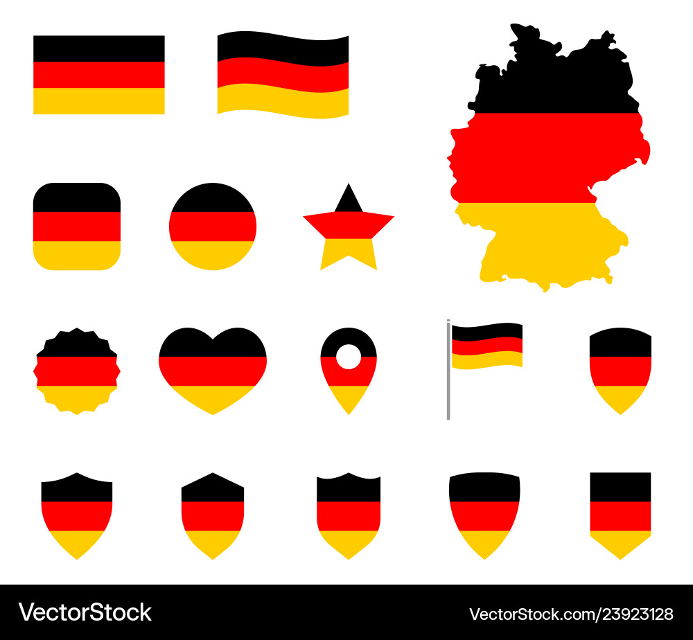 Germany flag icons set german symbol Royalty Free Vector