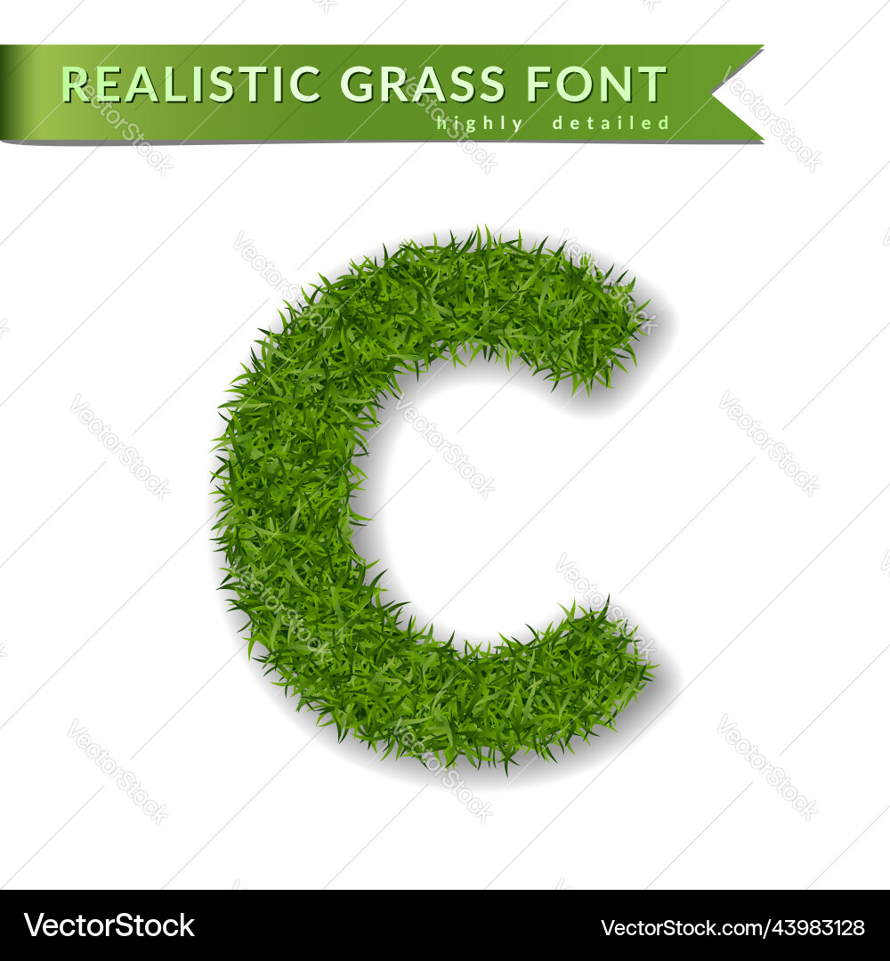 Grass letter c alphabet 3d design capital Vector Image