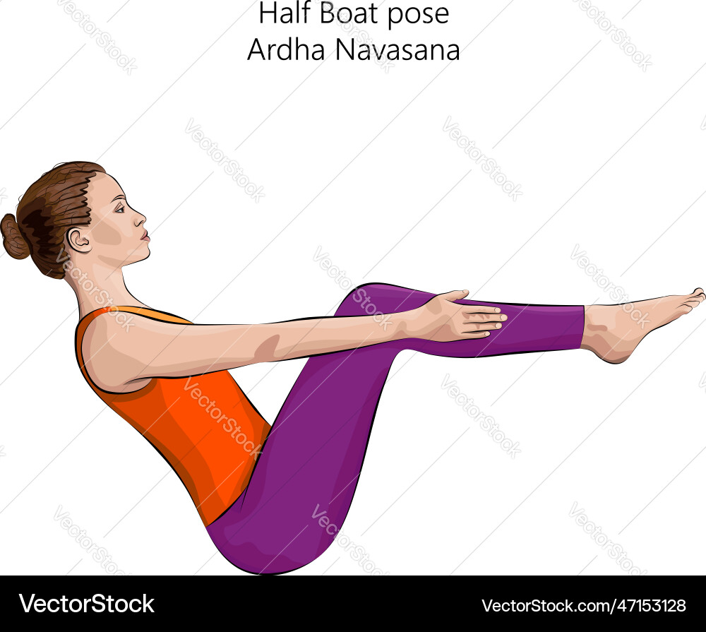 Half boat pose ardha navasana Royalty Free Vector Image