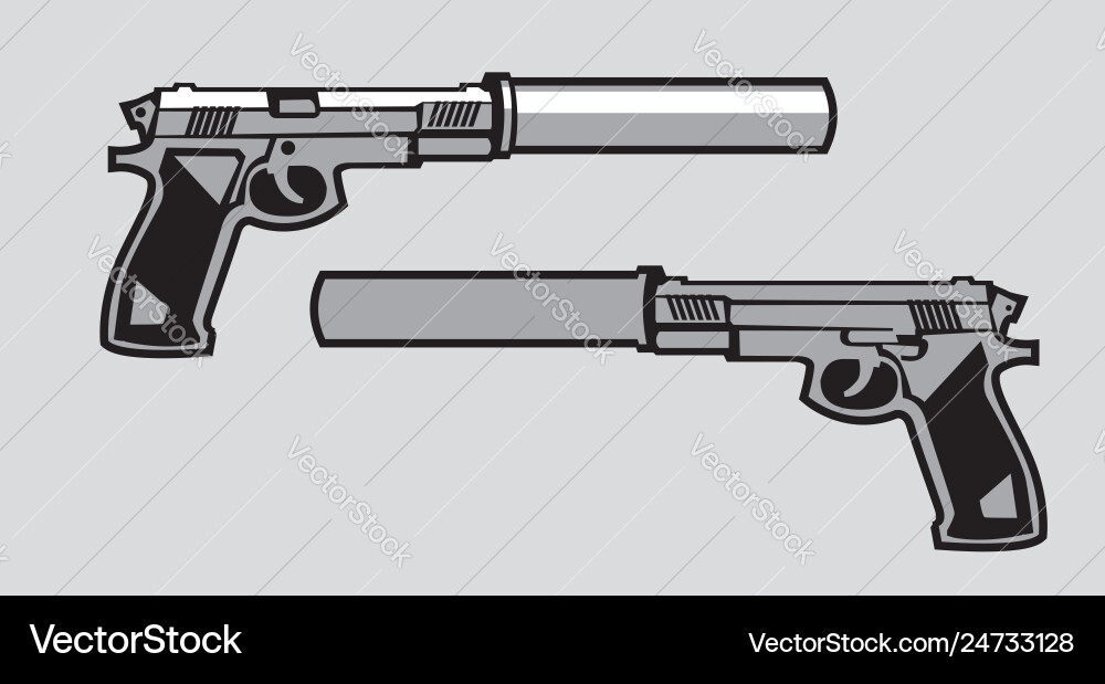 Silenced pistol Royalty Free Vector Image - VectorStock