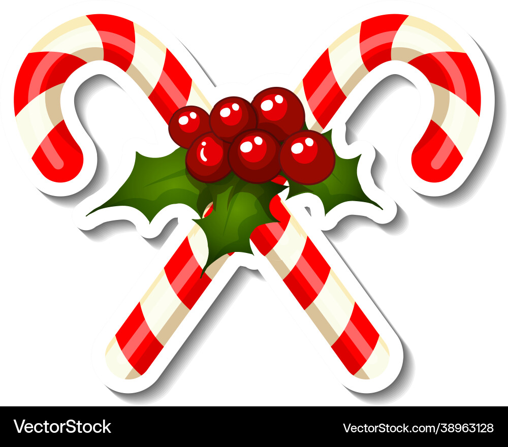 Sticker template with cross candy cane isolated Vector Image