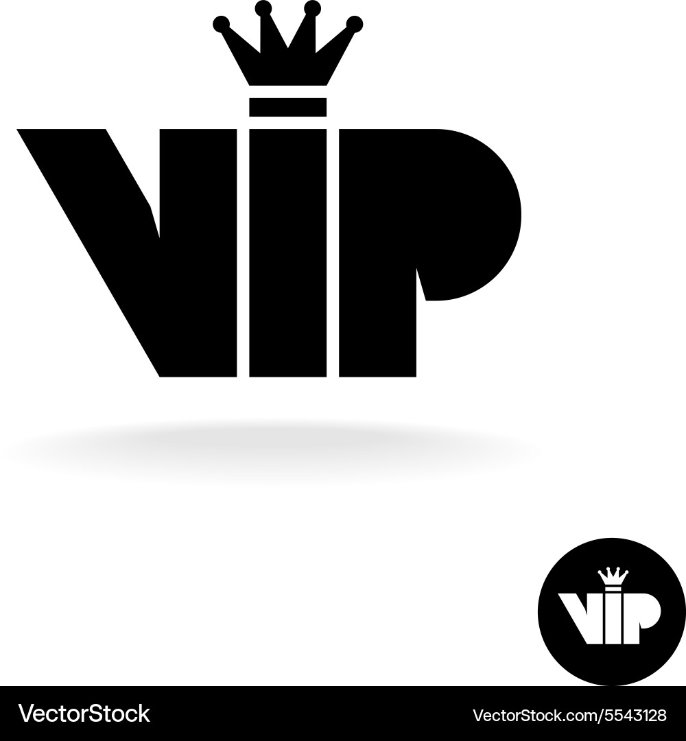 VIP Letter Icon - Crown Silhouette Royalty Free Vector Image