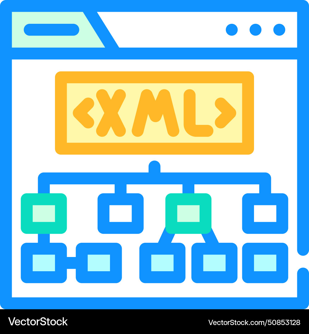 Xml sitemap seo color icon Royalty Free Vector Image