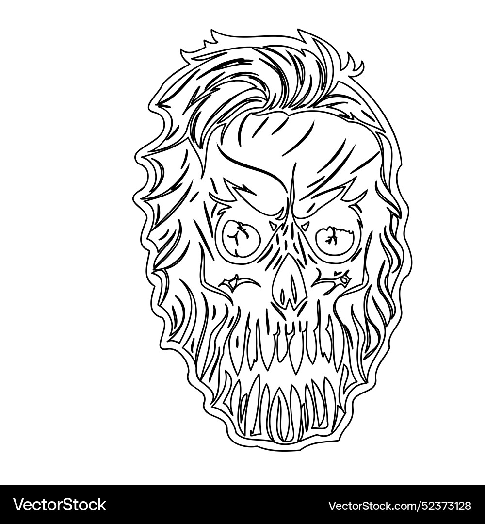 Zombie scary outline sketch Royalty Free Vector Image