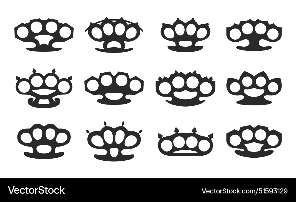 Brass knuckles metallic fighting battle weapon Vector Image