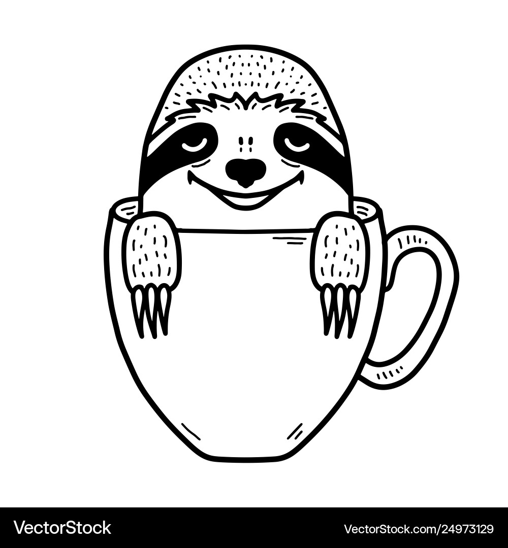 Cute Sloth in Coffee Cup Royalty Free Vector Image