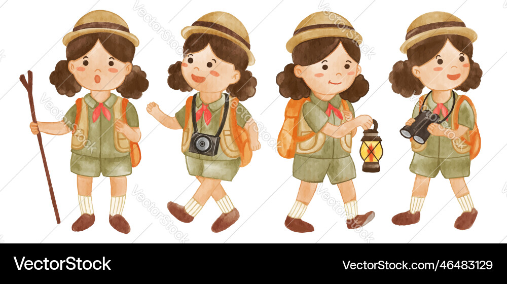 Girl Scout Hiking Scene Royalty Free Vector Image