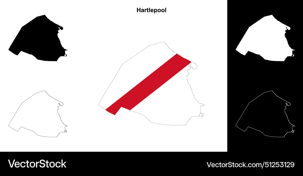 Hartlepool outline map Royalty Free Vector Image