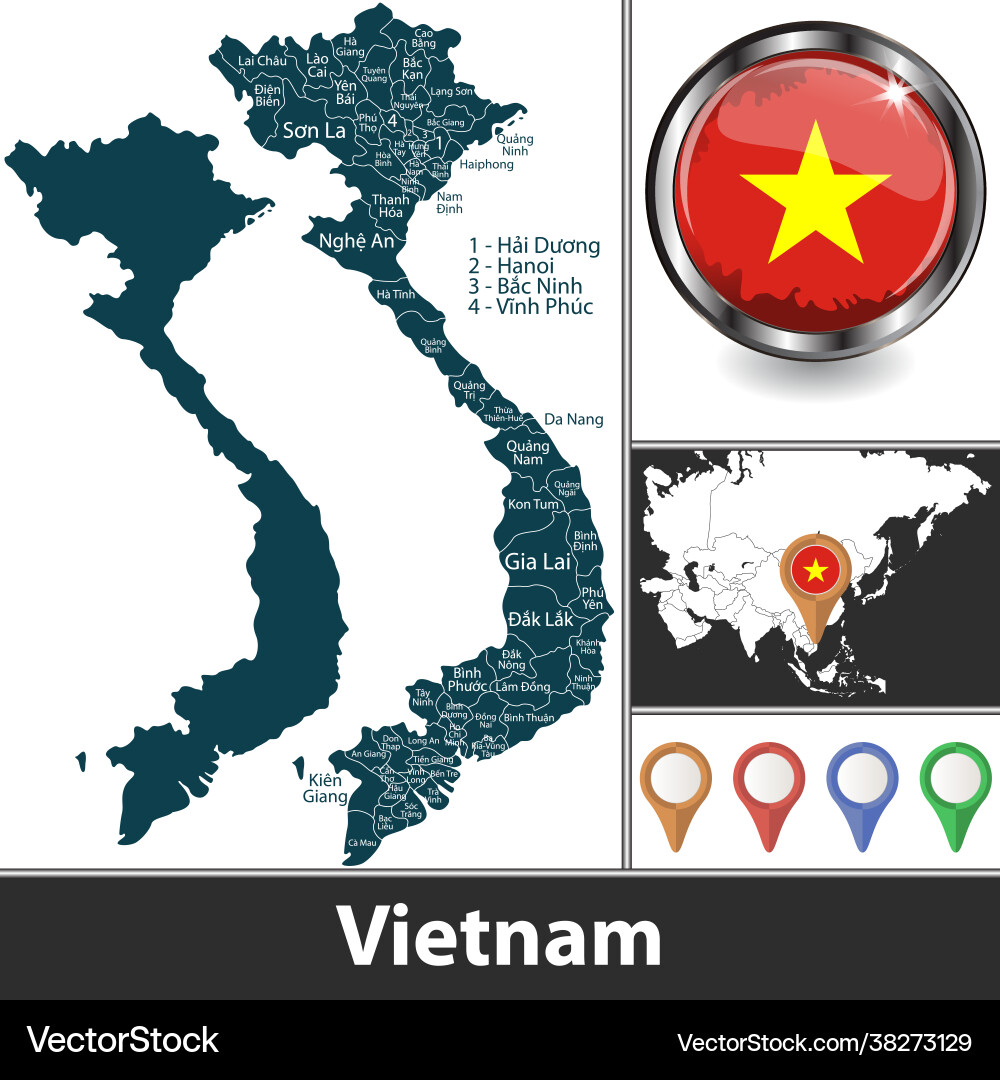 Map vietnam Royalty Free Vector Image - VectorStock