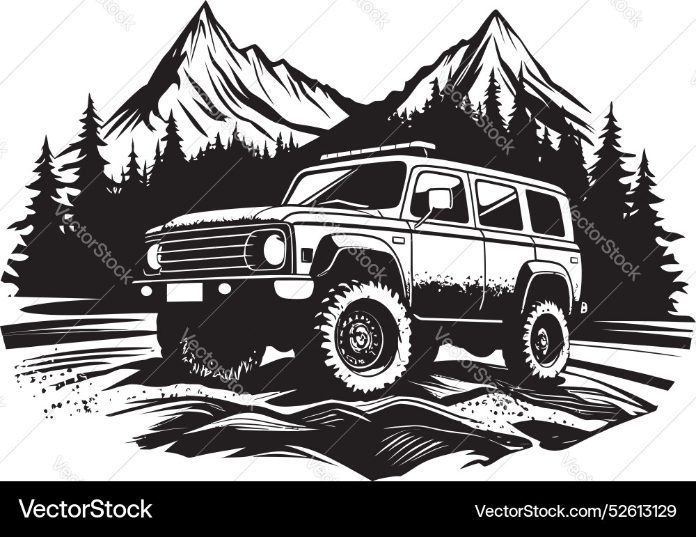 Mountain mastery 4x4 suv adventure Royalty Free Vector Image