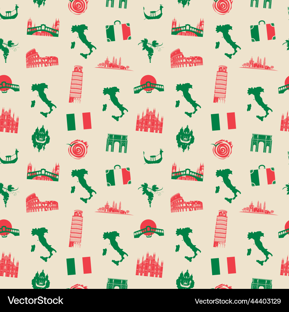 Seamless pattern on the theme of italy Royalty Free Vector