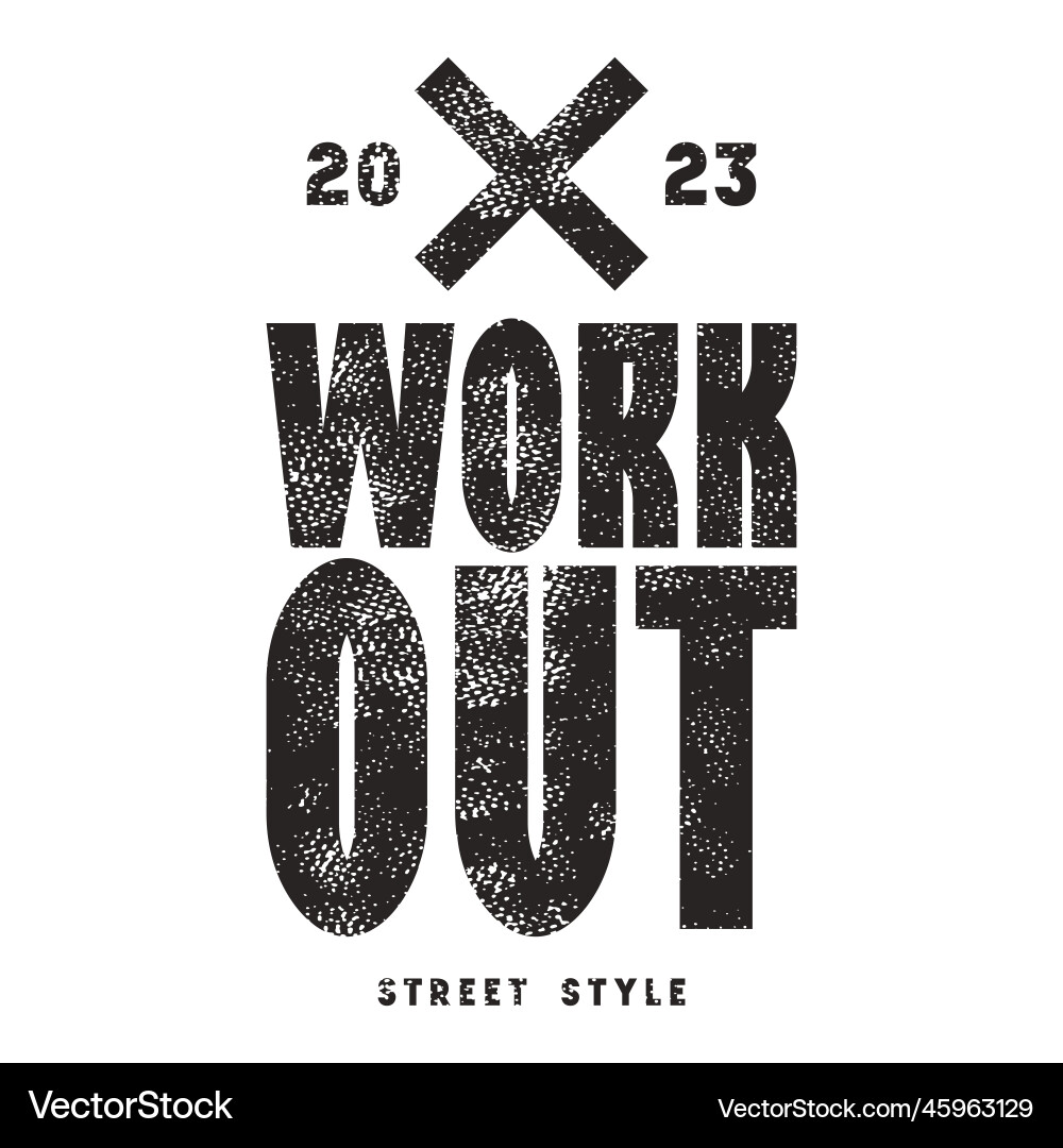 Workout typographic emblem for sticker and t-shirt