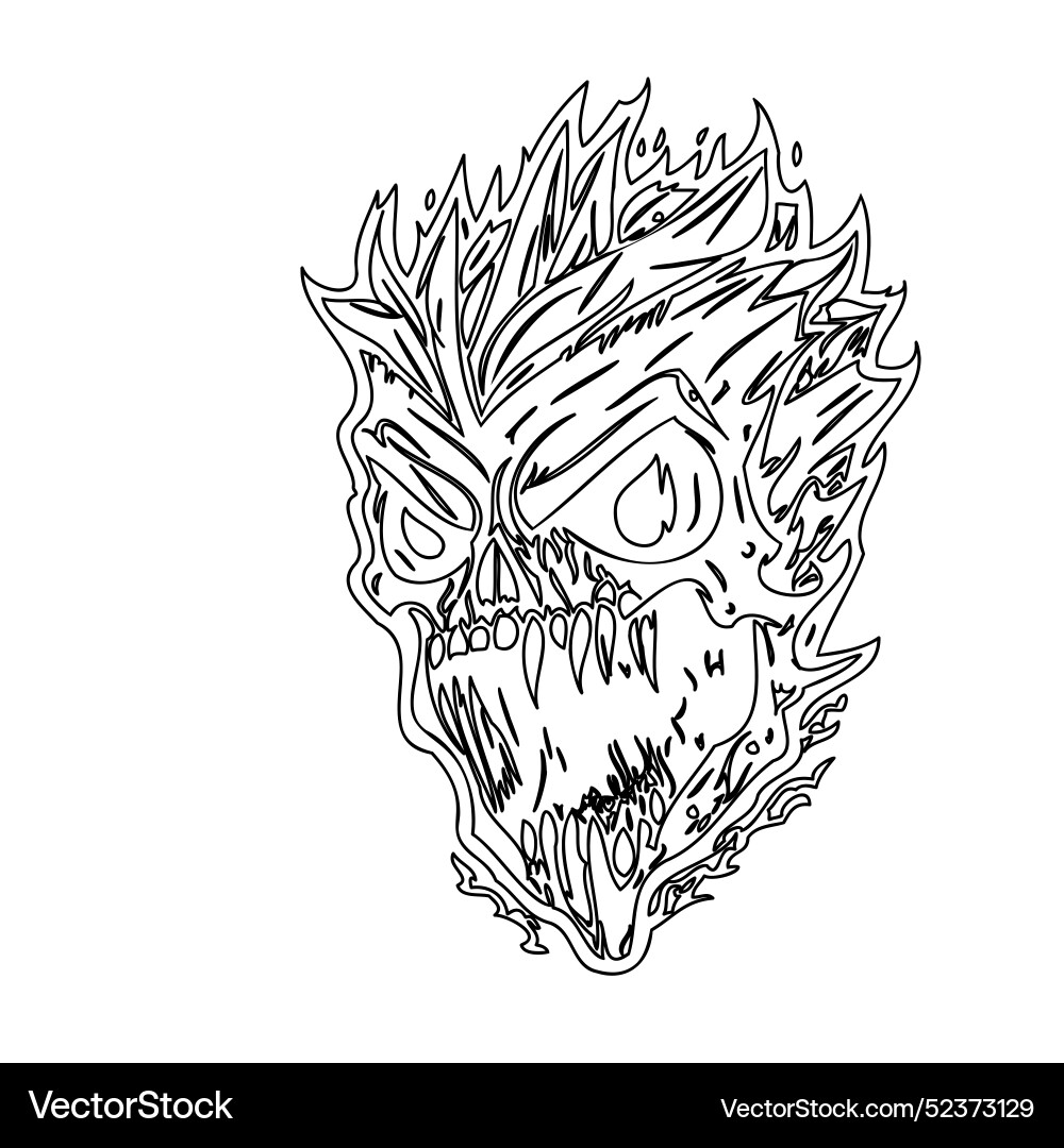 Zombie scary outline sketch Royalty Free Vector Image