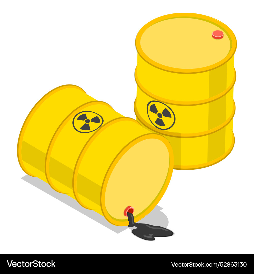 3d isometric flat set of radioactive waste Vector Image