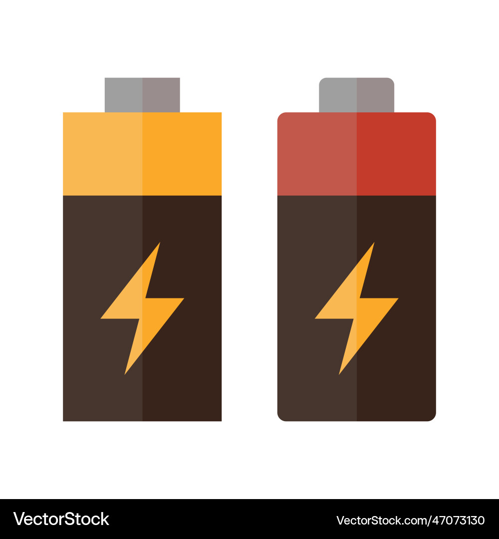 Battery flat icon set load symbol Royalty Free Vector Image