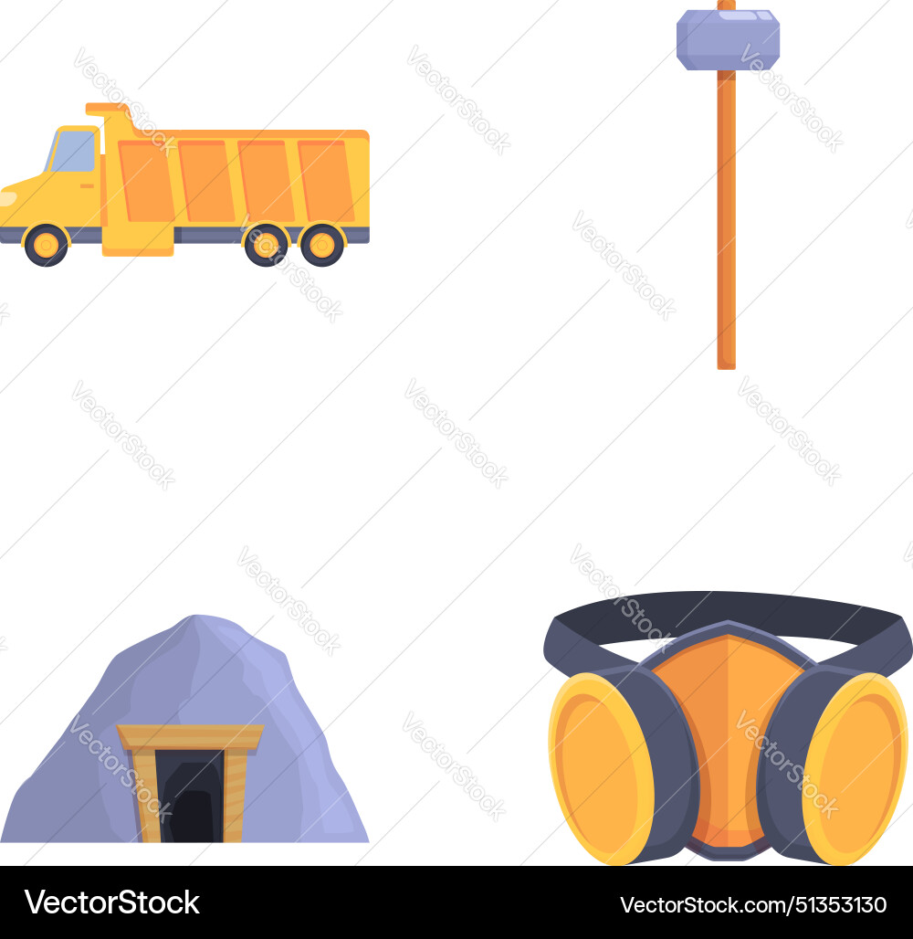 Coal mining icons set cartoon equipment Royalty Free Vector Coal mining icons set cartoon equipment Royalty Free Vector