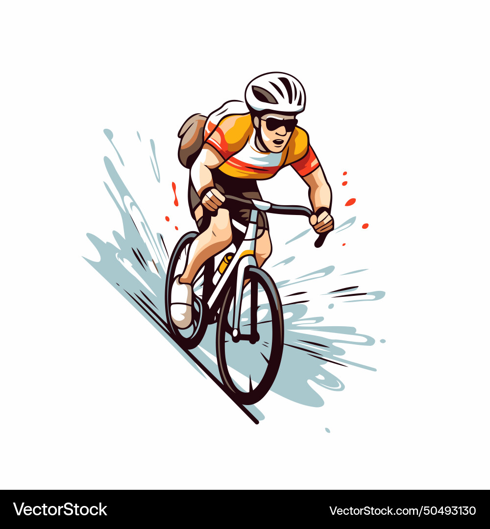 Cyclist riding a bicycle on white background Vector Image