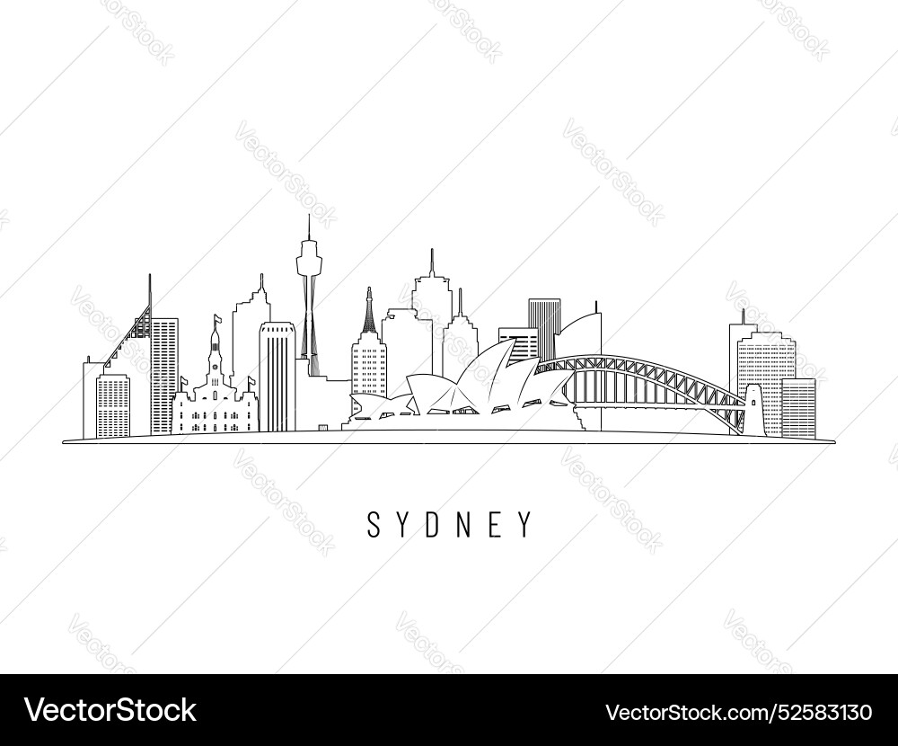 Detailed sydney skyline Royalty Free Vector Image