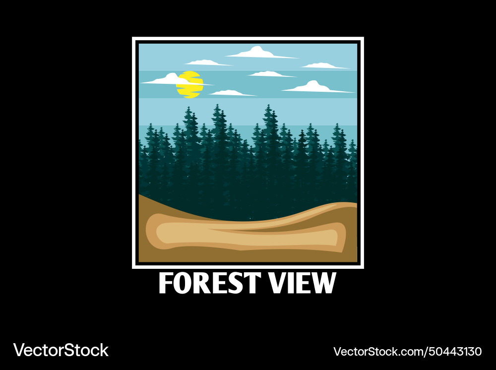 Forest view retro design landscape Royalty Free Vector Image