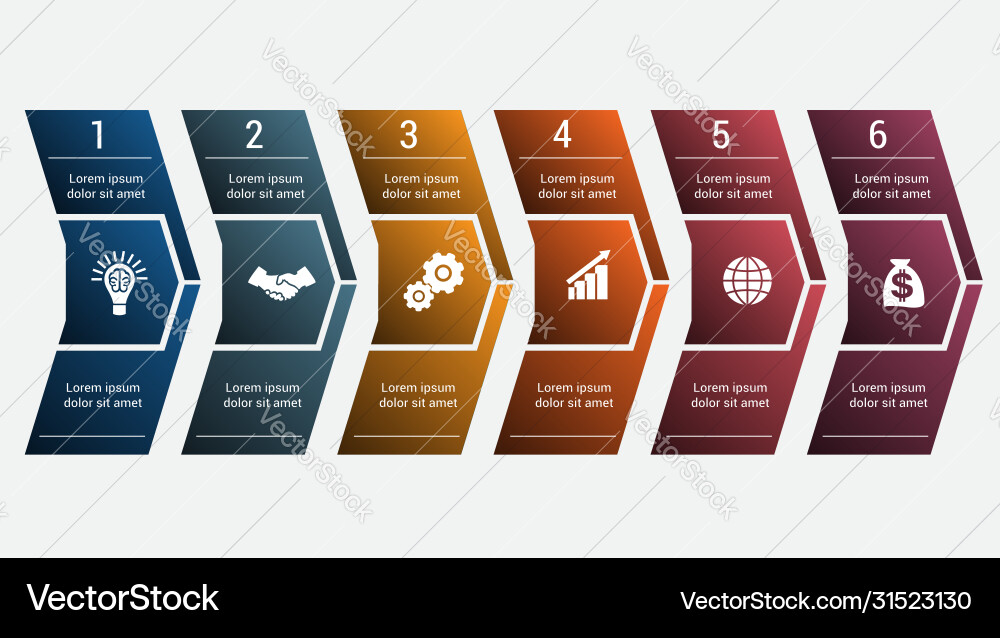 Horizontal numbered color arrows for text Vector Image
