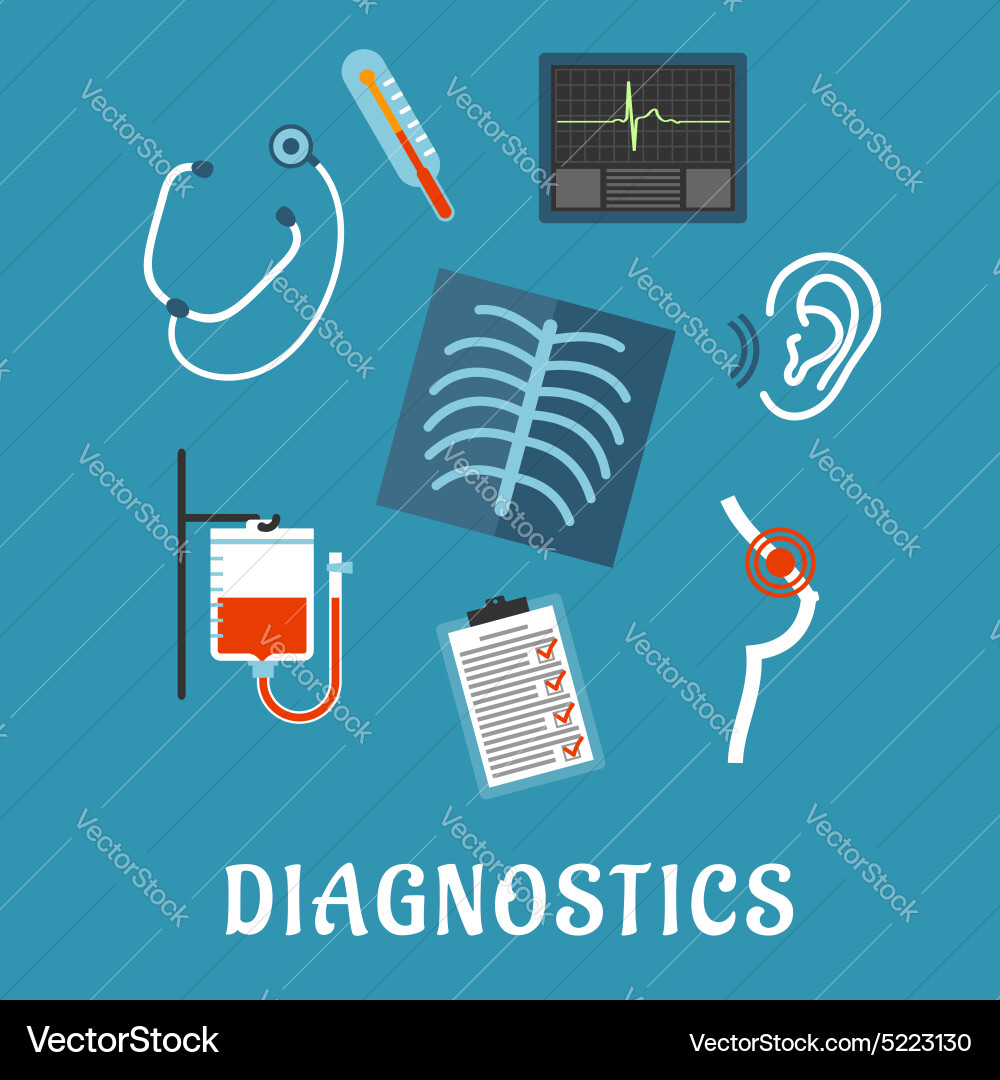 Medical Diagnostics Icons - Health & Testing Vector Image