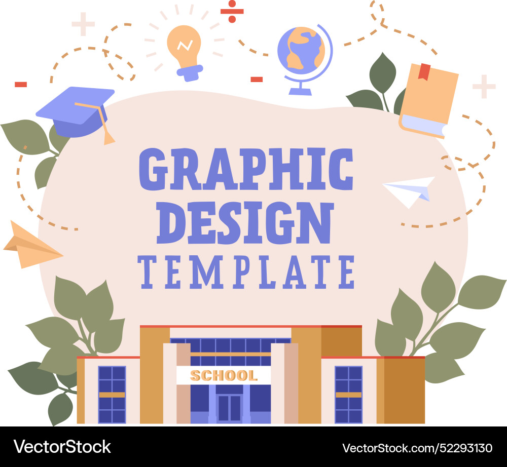 School background with icons banner template Vector Image