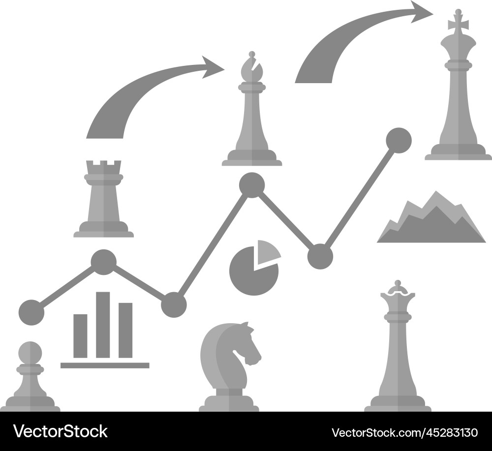 Strategy concept chess figure and chart Royalty Free Vector