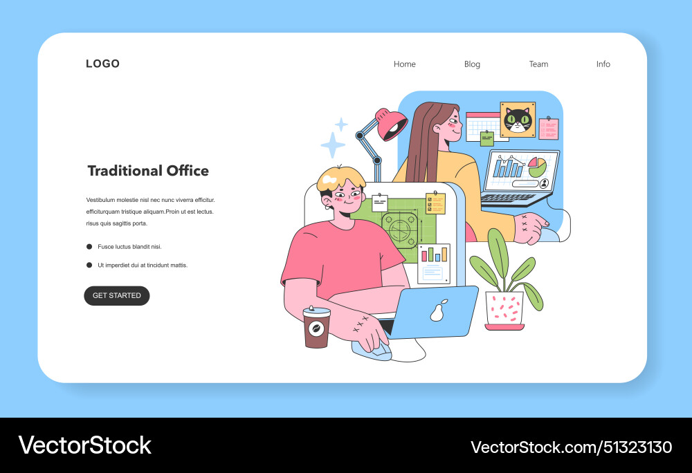 Workspace scenario flat Royalty Free Vector Image
