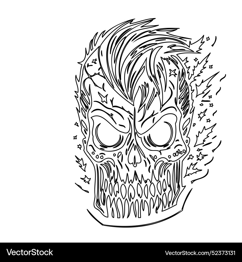 Zombie scary outline sketch Royalty Free Vector Image