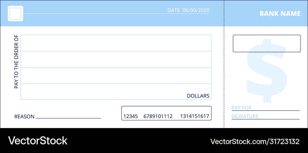 Blank Check Vorlage Business Scheck Buch Design Vektorbild