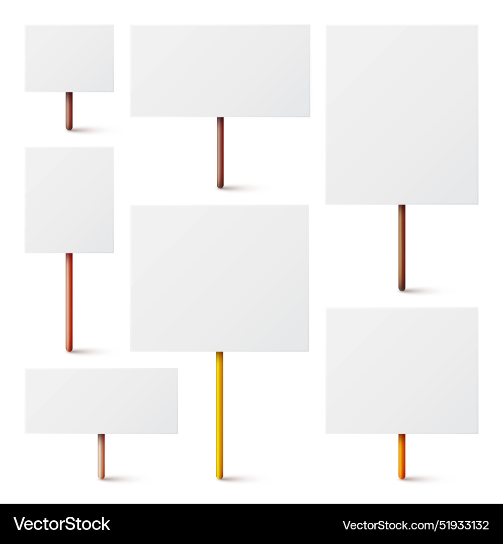 Blank white protest sign with wooden holder Vector Image