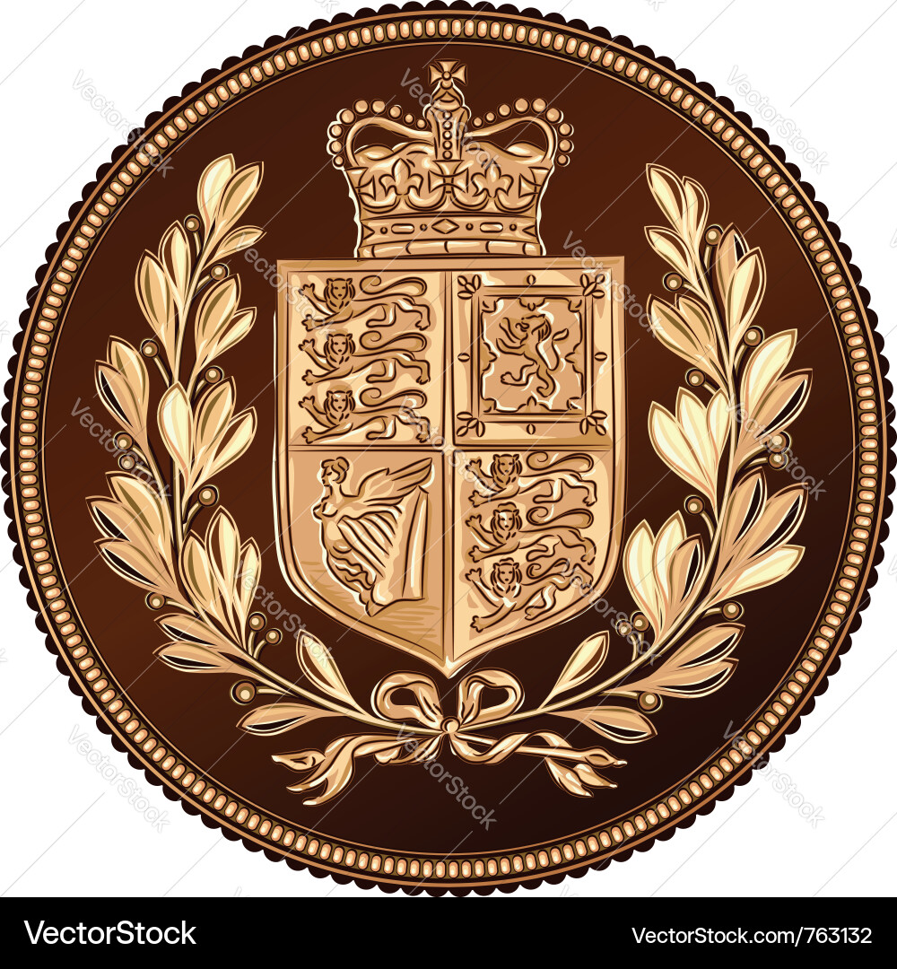 British money gold coin Royalty Free Vector Image