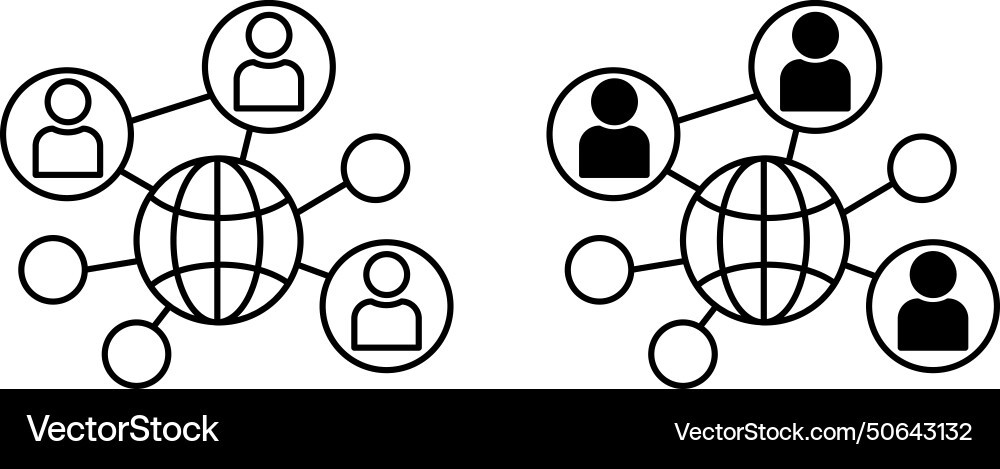 Connections icons black and white team network Vector Image