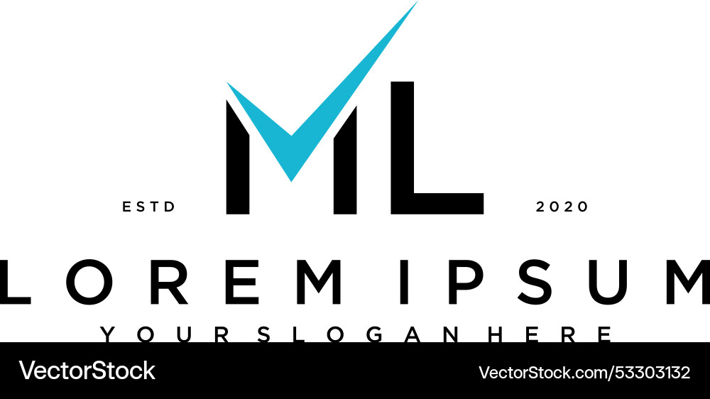 Creative letter ml checklist logo design concept Vector Image